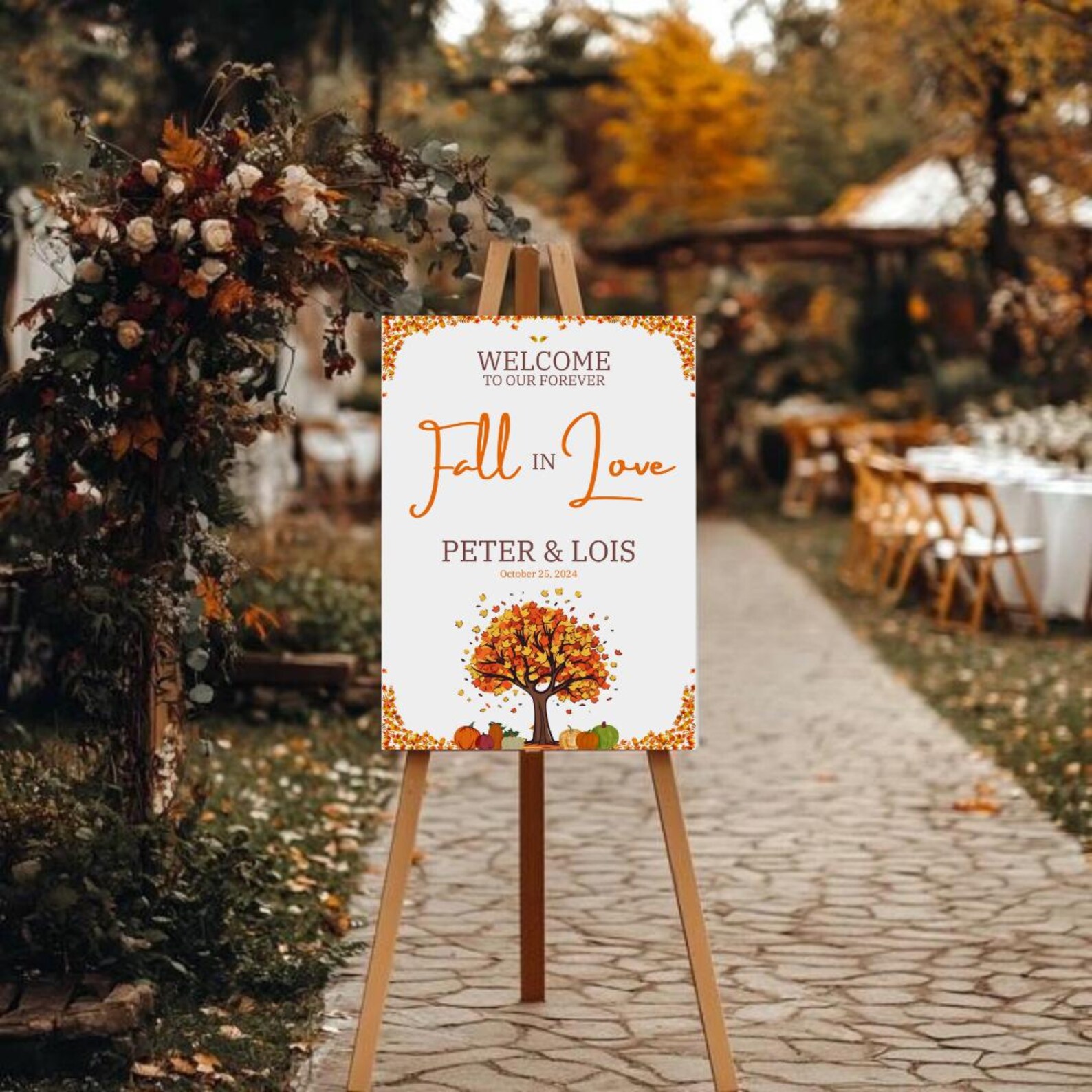 Classic Fall Wedding Welcome Sign Minimalist Modern Autumn Themed ...