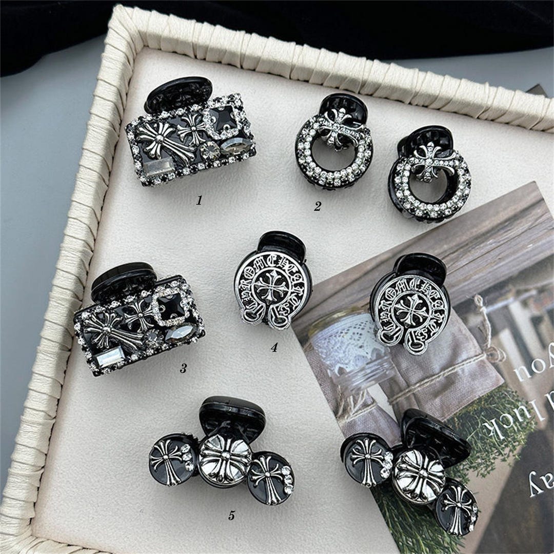 Punk Black/silver Gothic Cross Hairpin,flower Cross Gothic Pink Fashion ...