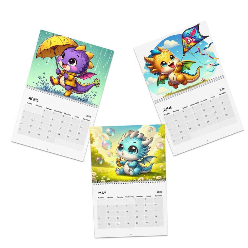 2025 Calendar of Baby Dragons, Cute Activities, Adorable Wall Calendar ...