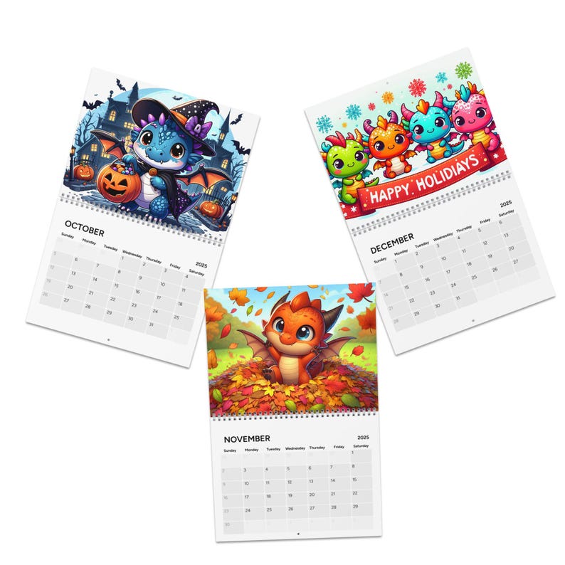 2025 Calendar of Baby Dragons, Cute Activities, Adorable Wall Calendar ...