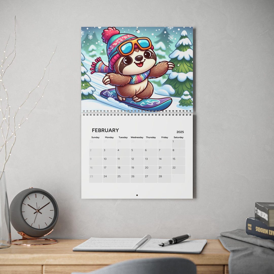 2025 Calendar Sporty Sloths Wall Calendar - 12 Months of Adorable ...