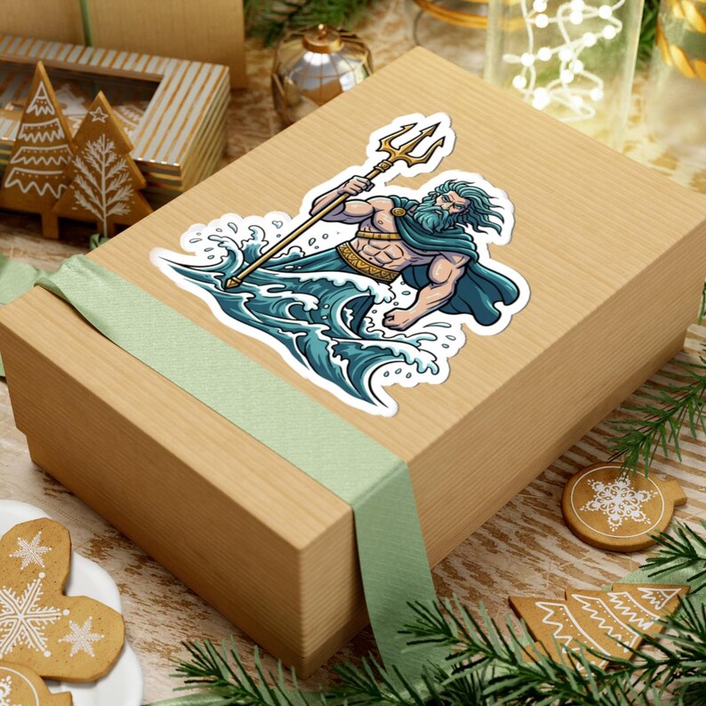 Poseidon Trident Illustration Kiss-cut Stickers | Greek Mythology Ocean ...