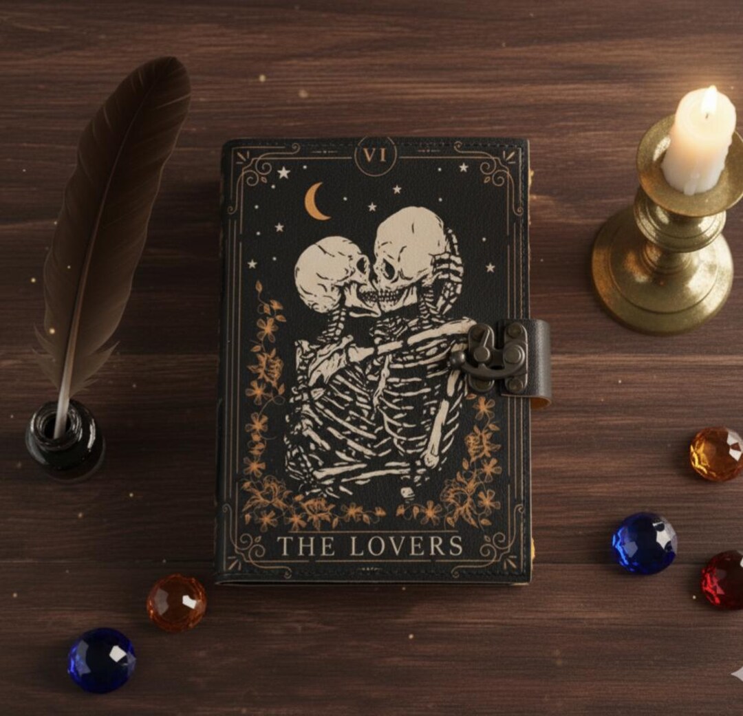 Leather Grimoire Journal: Handmade Spell Book With Tarot Card Design - Etsy