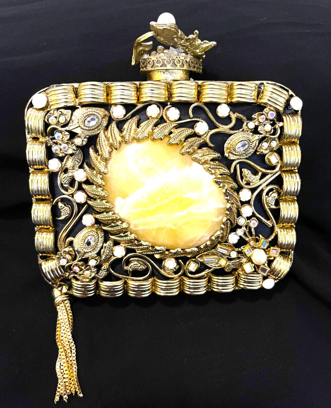 Black Marble Clutch With Gold Detailing and Tassel Handmade Clutch for ...