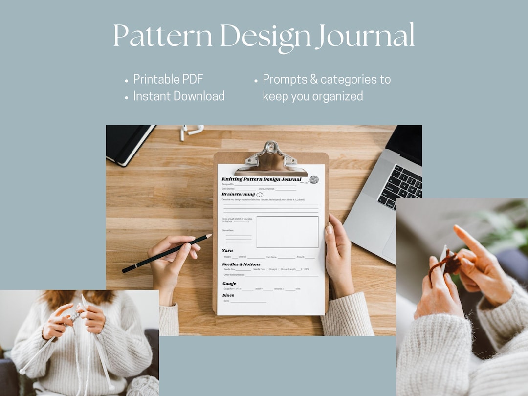 Knitting Pattern Designing Journal, Printable Knitting Journal ...