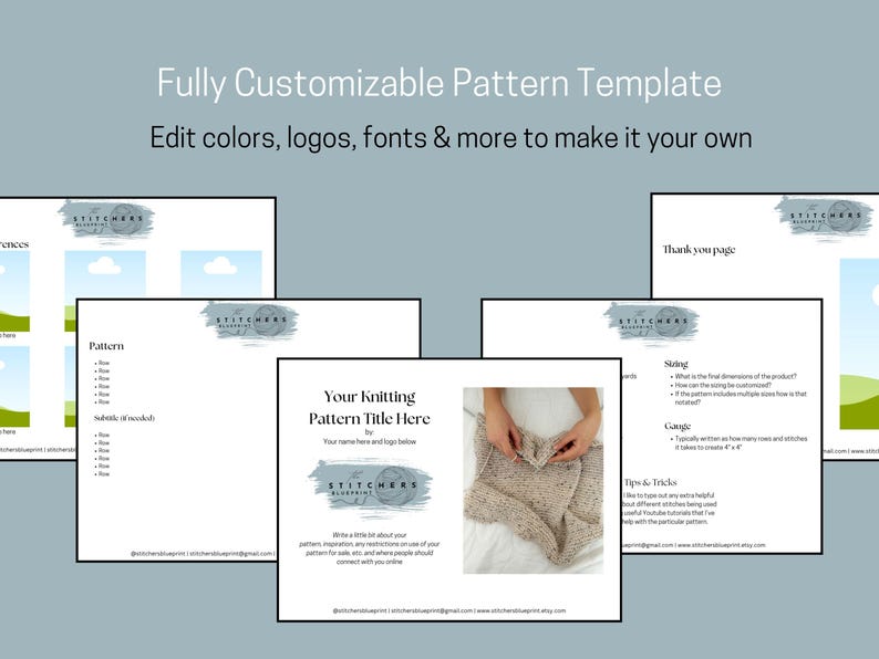 Simple Knitting Pattern Template, Easily Editable in Canva, Knitting ...