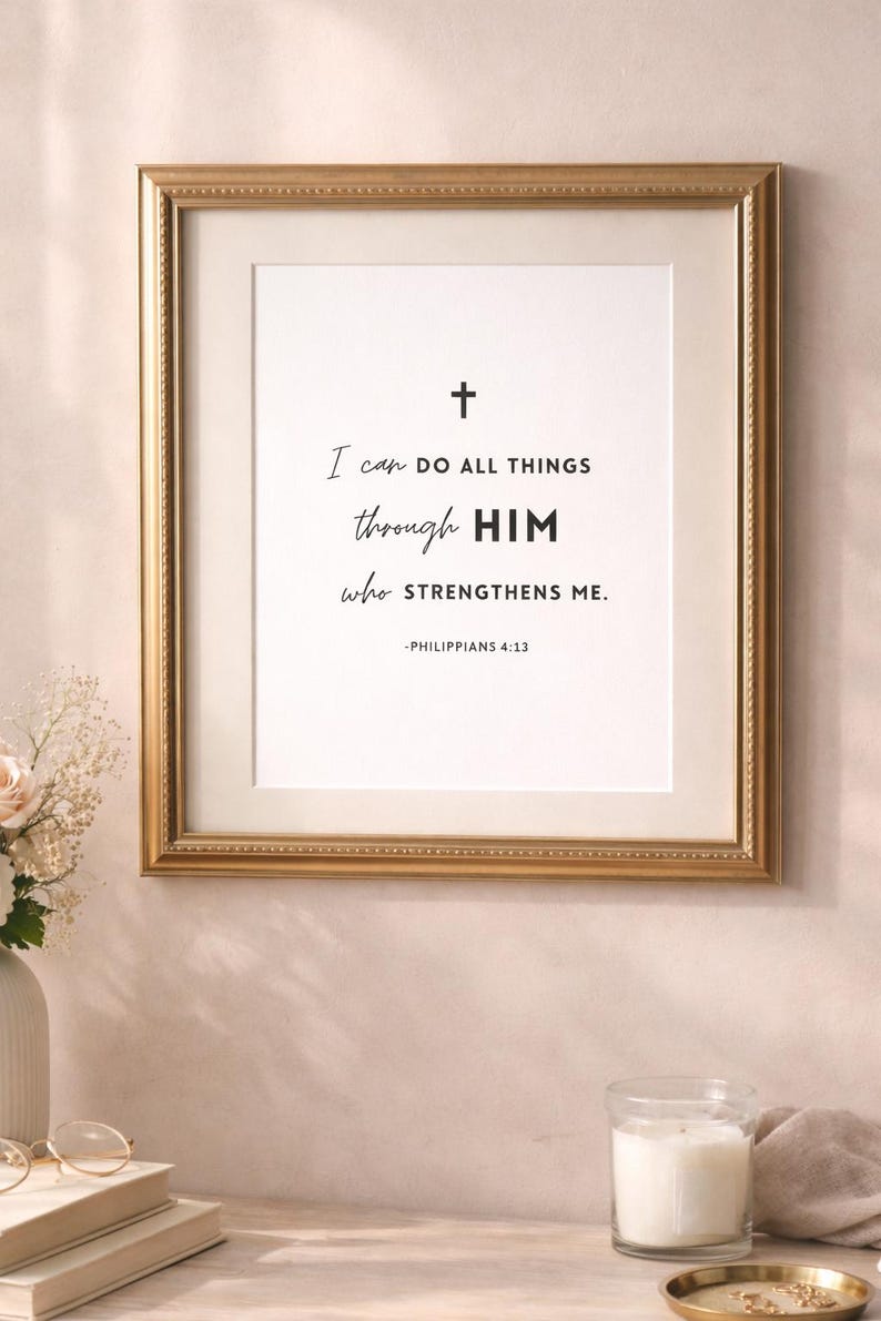 Philippians 4:13 Scripture Printable | Minimalist Bible Verse Art ...