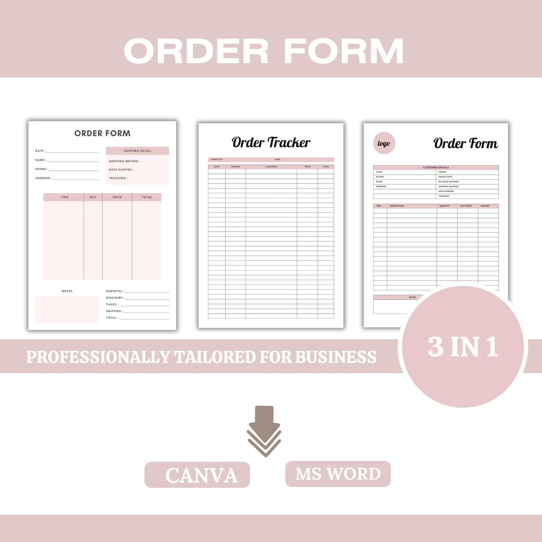 Editable Order Form: Business Form | Small Business Order Form Order ...