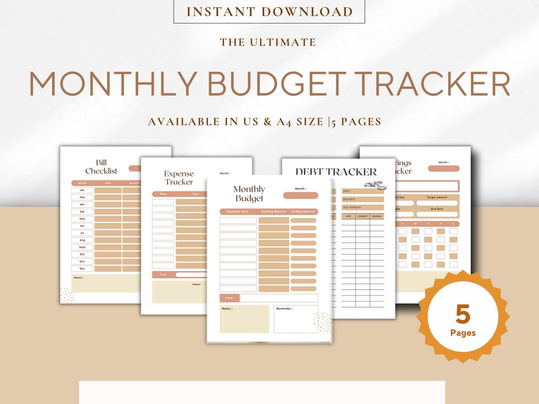 Monthly Budget Tracker, Saving Planner, Debt Tracker, Bill Tracker ...