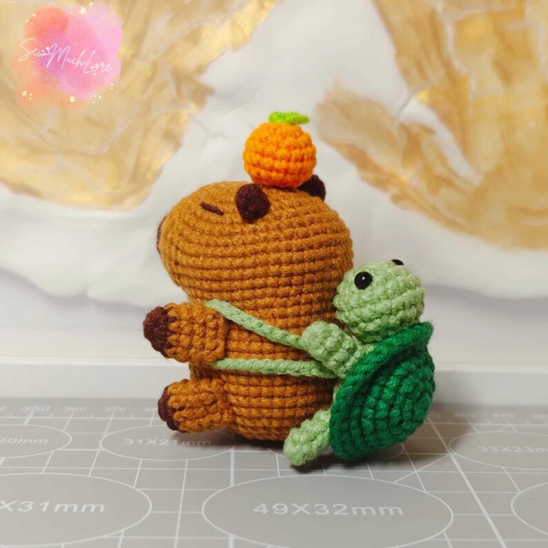 Crochet Capybara With Turtle, English Pattern, Animal Pattern Cute ...