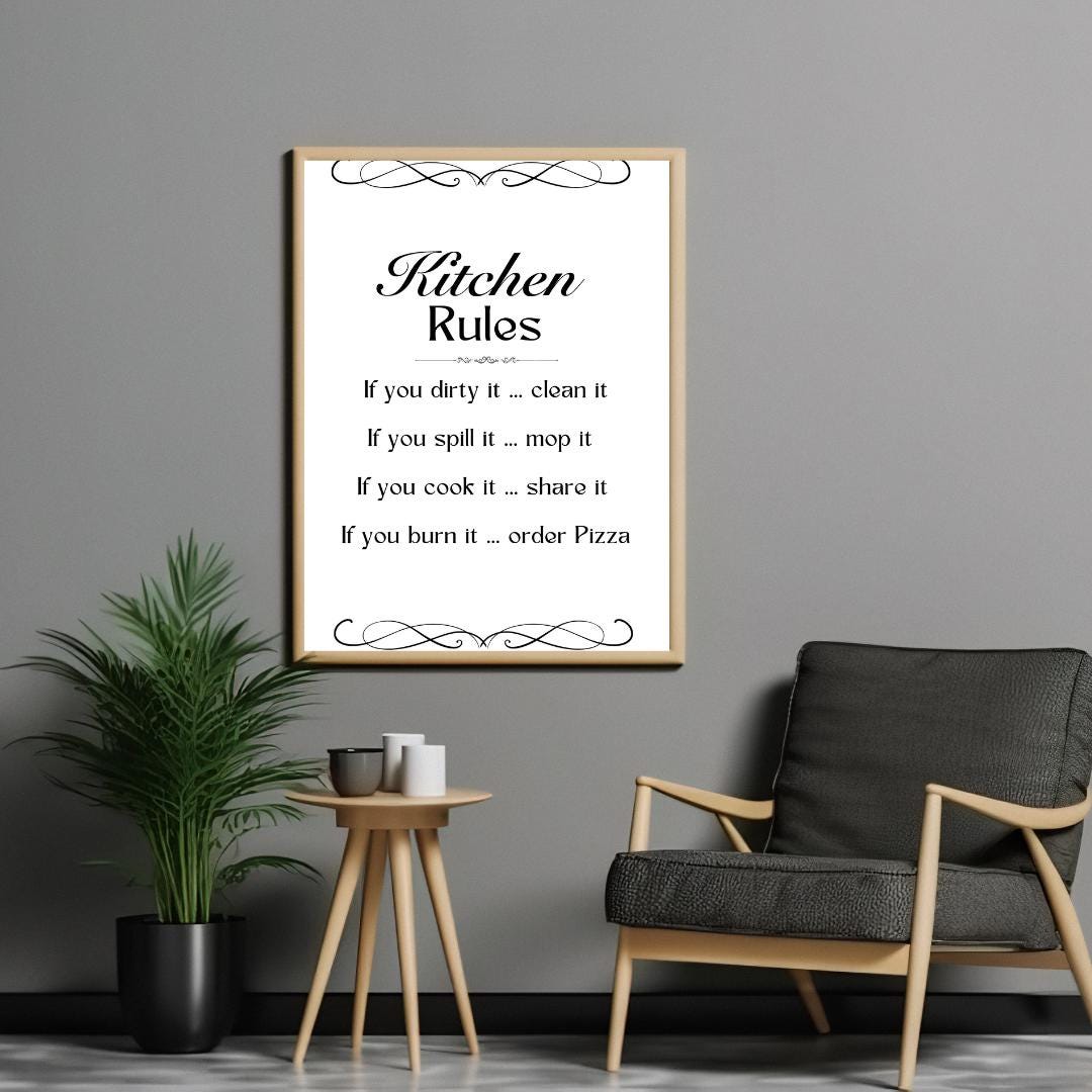 Kitchen Rules Print, Kitchen Print, Kitchen Art, Modern Print, Home ...