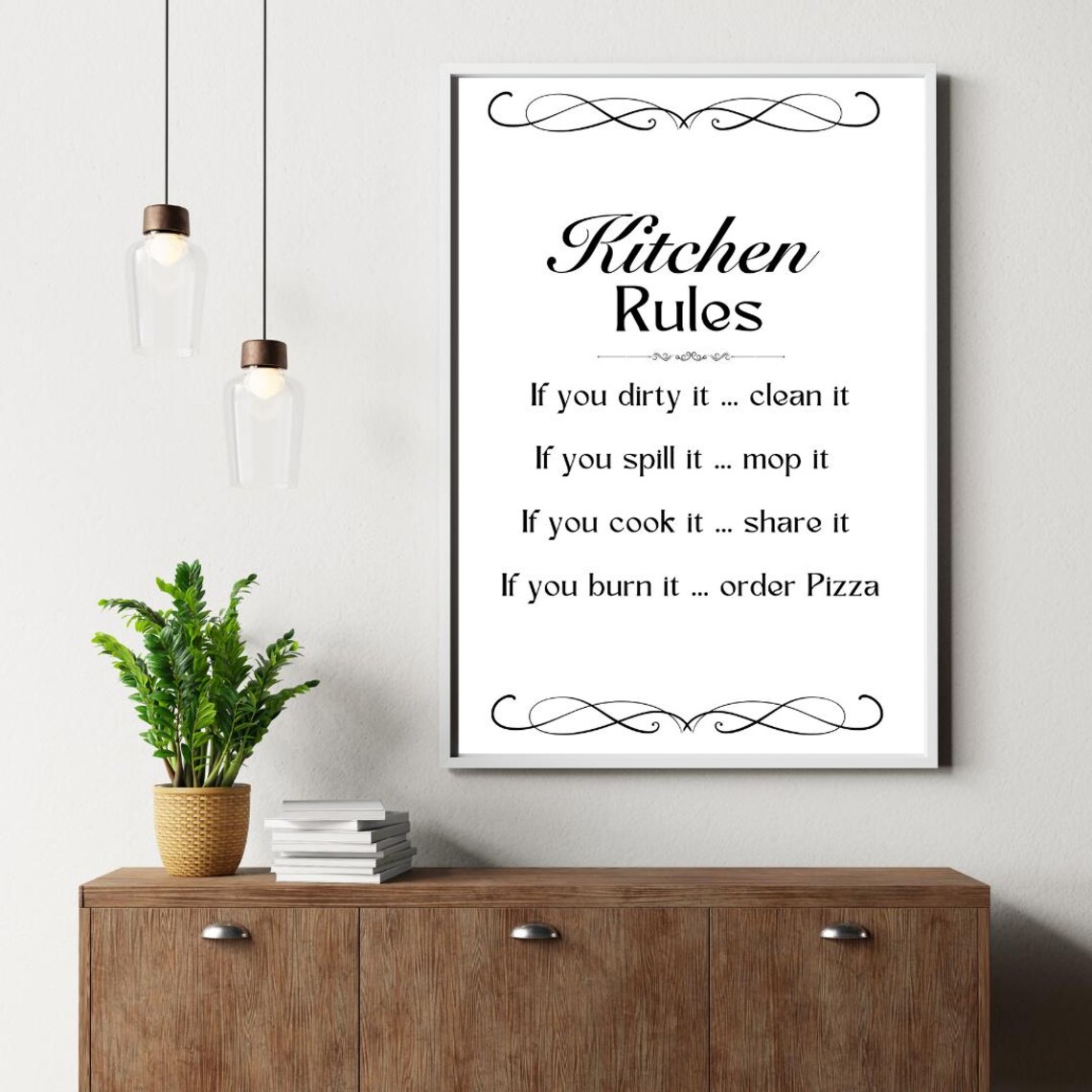 Kitchen Rules Print, Kitchen Print, Kitchen Art, Modern Print, Home ...