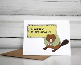 Beaver Birthday Card - Etsy