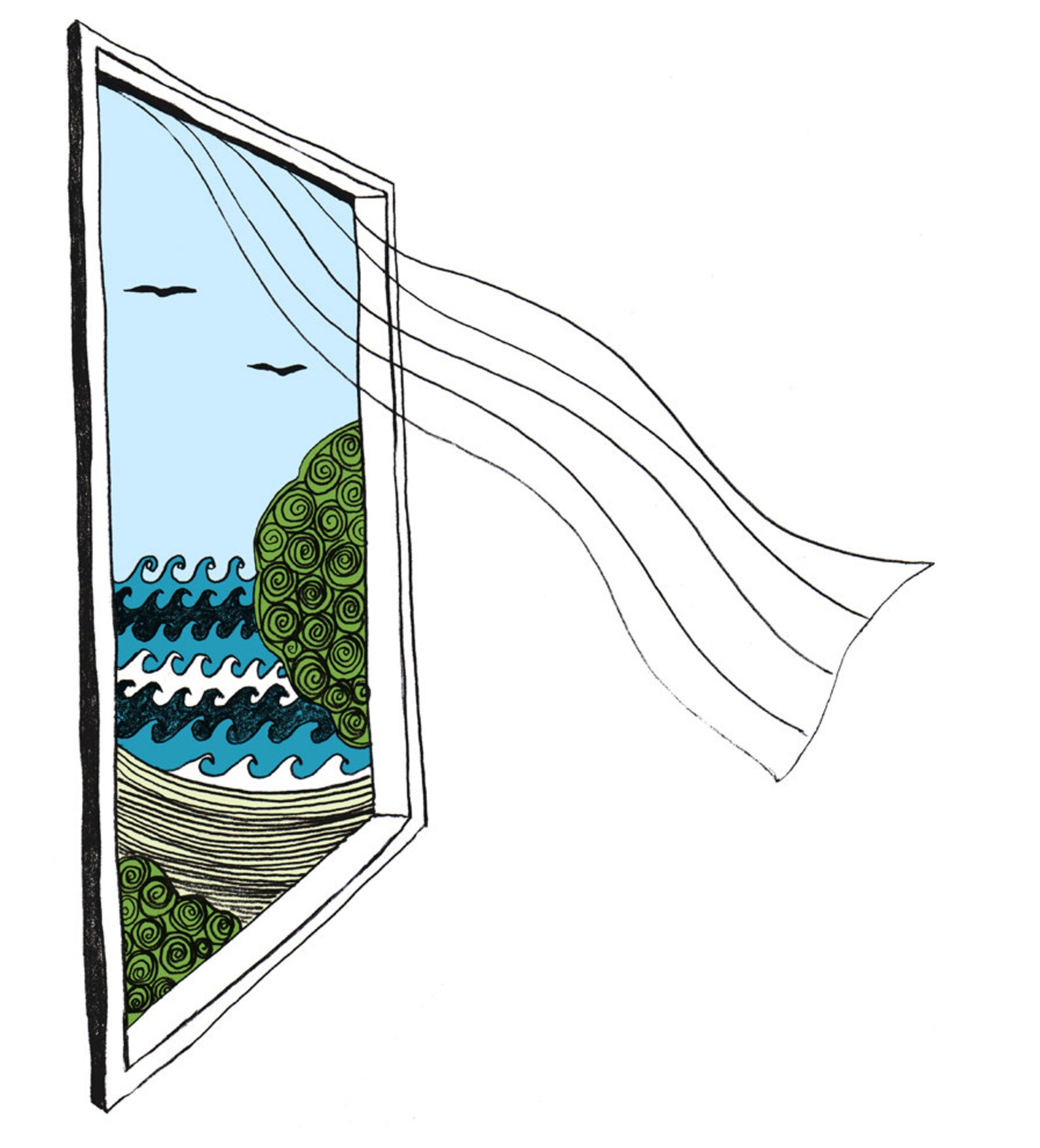 On the Breeze Greeting Card Open Window Vacation - Etsy