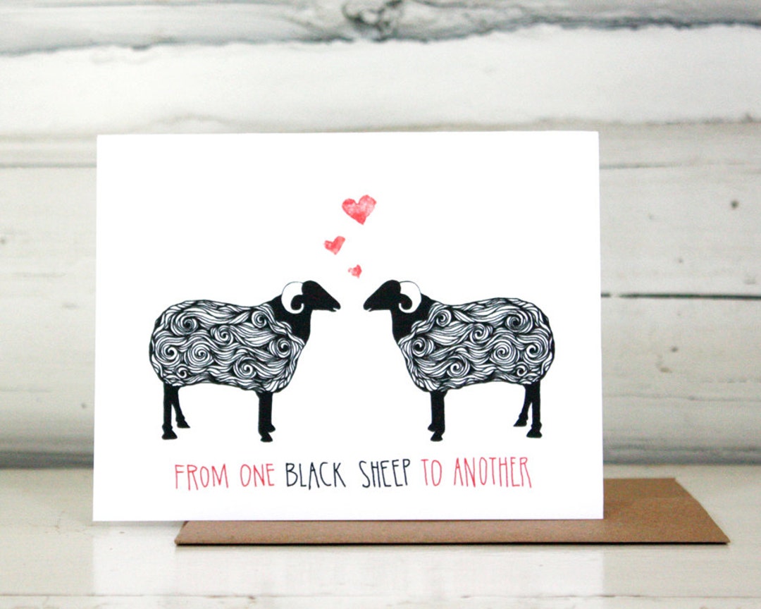 Black Sheep Illustration. Black Sheep Card. - Etsy