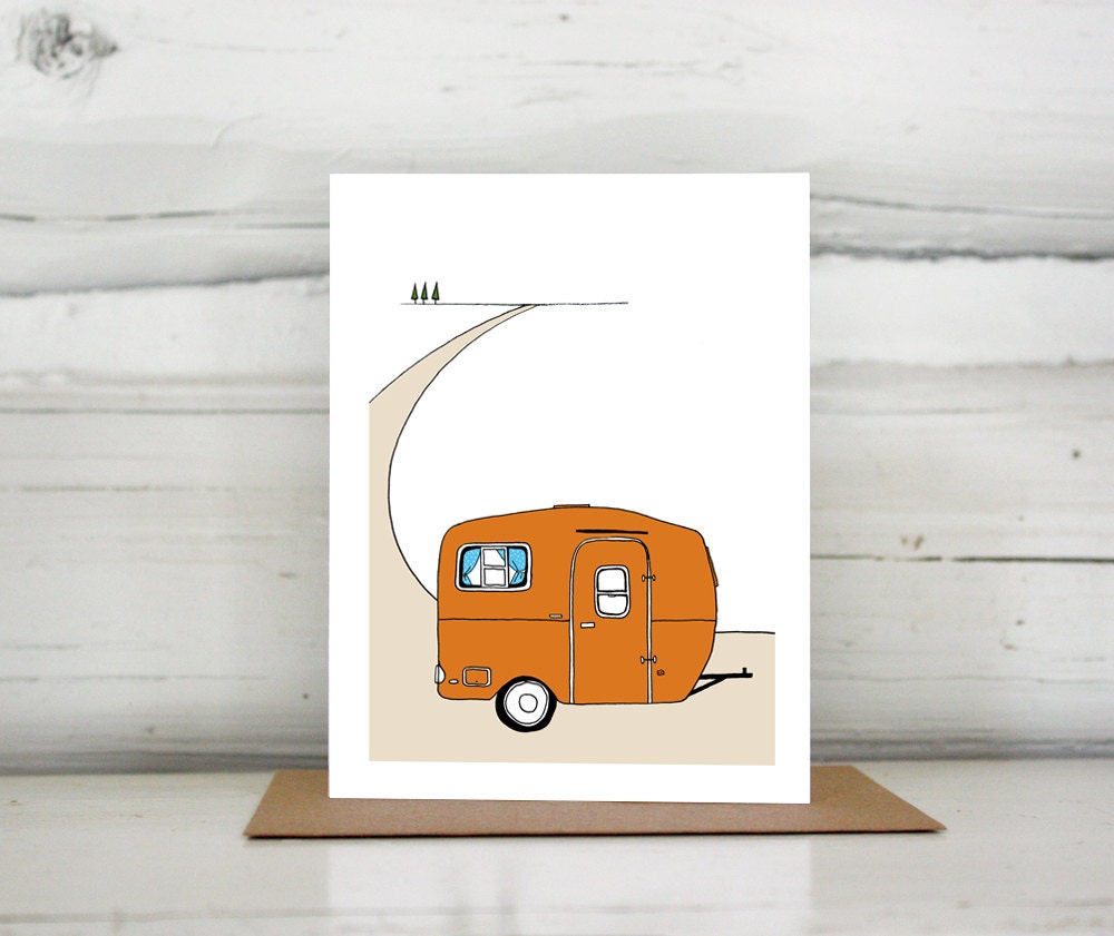 Illustrated vintage travel trailer camper greeting card The | Etsy