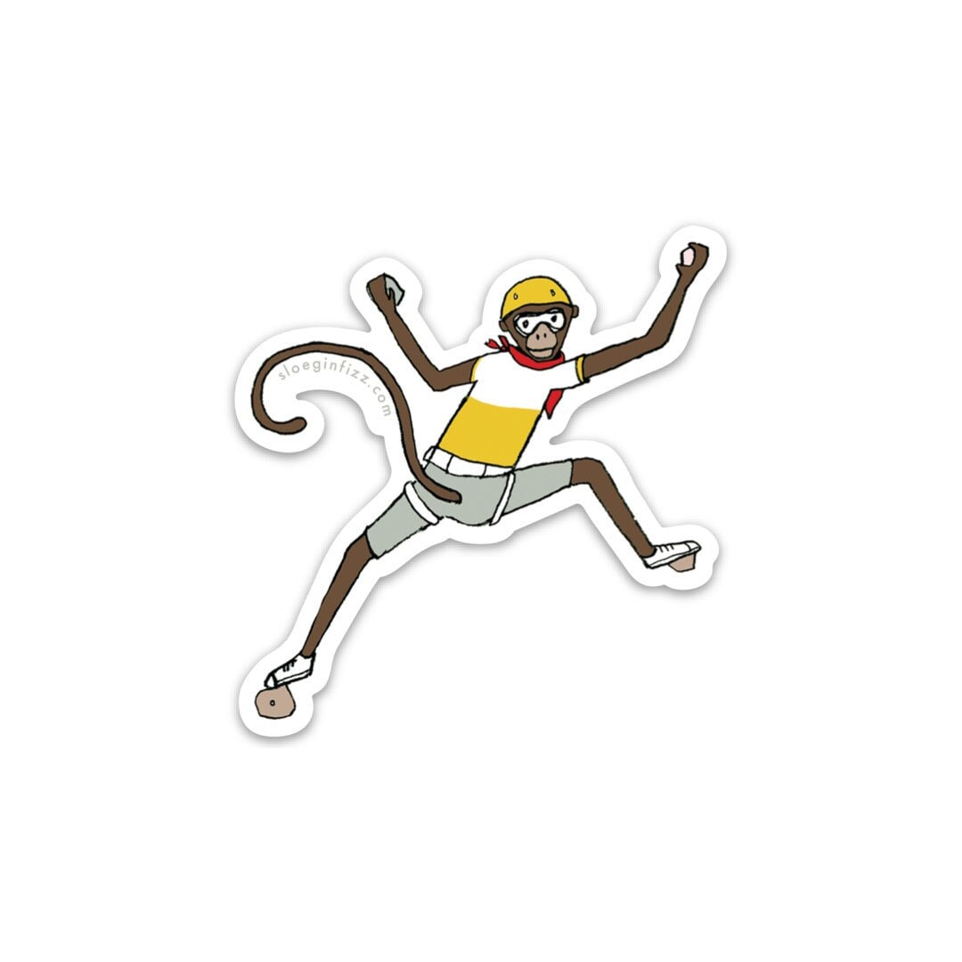 Rock Climbing Monkey Vinyl Sticker - Etsy