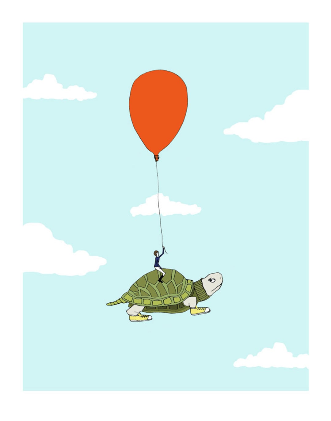 Turtle Flight Nursery Art. Whimsical Turtle Print. - Etsy