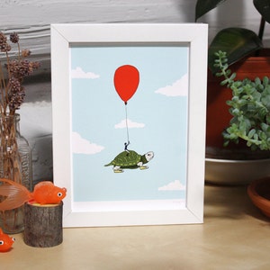 Turtle Flight Nursery Art. Whimsical Turtle Print. - Etsy