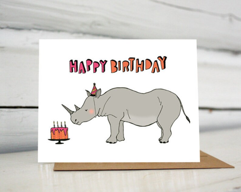 Rhinoceros Birthday Card - Etsy