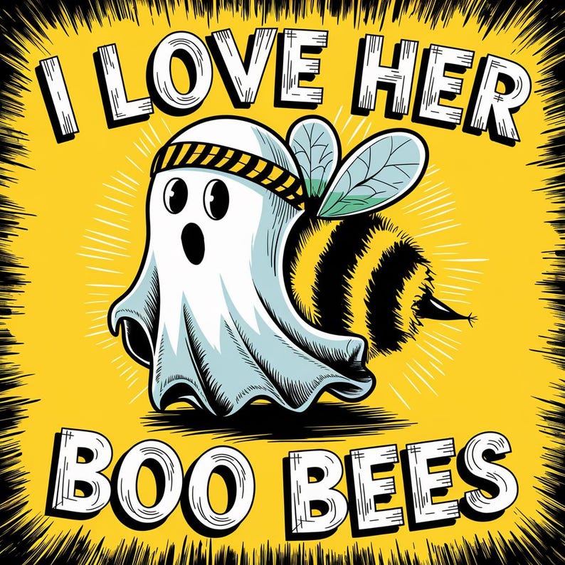 Cute Funny 'I Love Her Boo Bees' Couples Halloween PNG T-shirt Design Perfect for Matching Tees ...