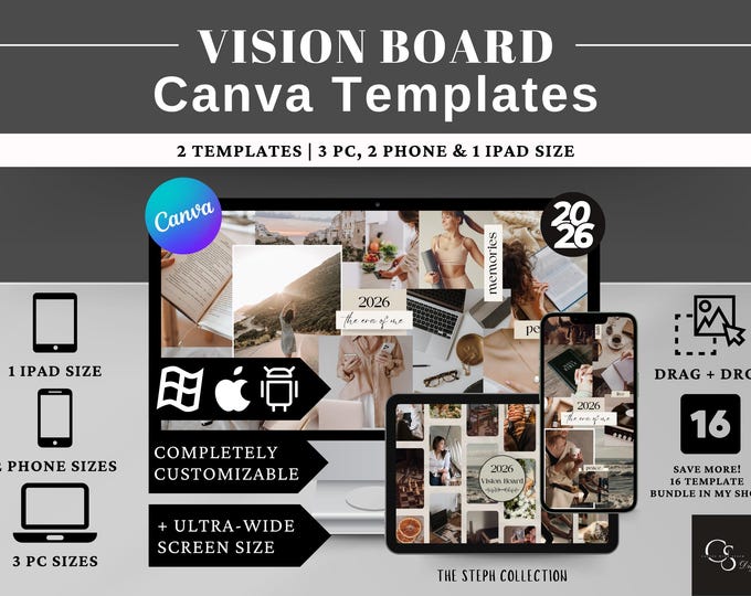 VISION BOARD 2024 Desktop Wallpaper Vision Board Canva, Vision Board ...