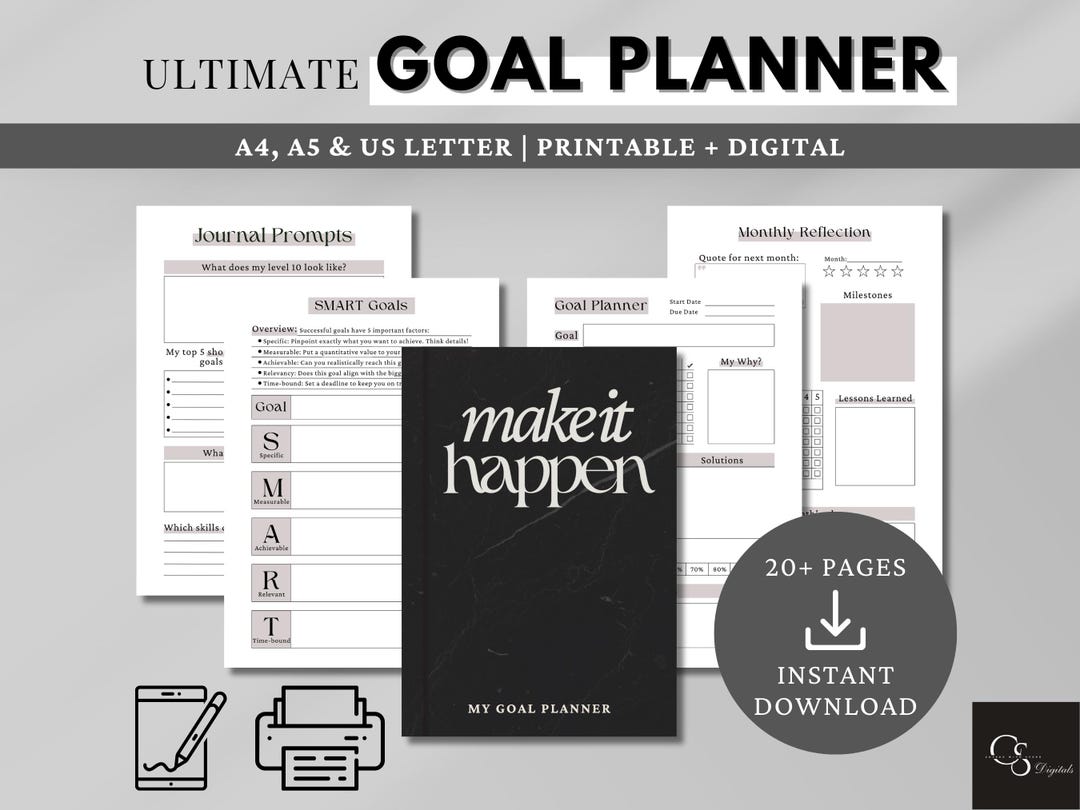 Goal Planner Printable 2024 Goal Tracker Minimalistic SMART Goal ...