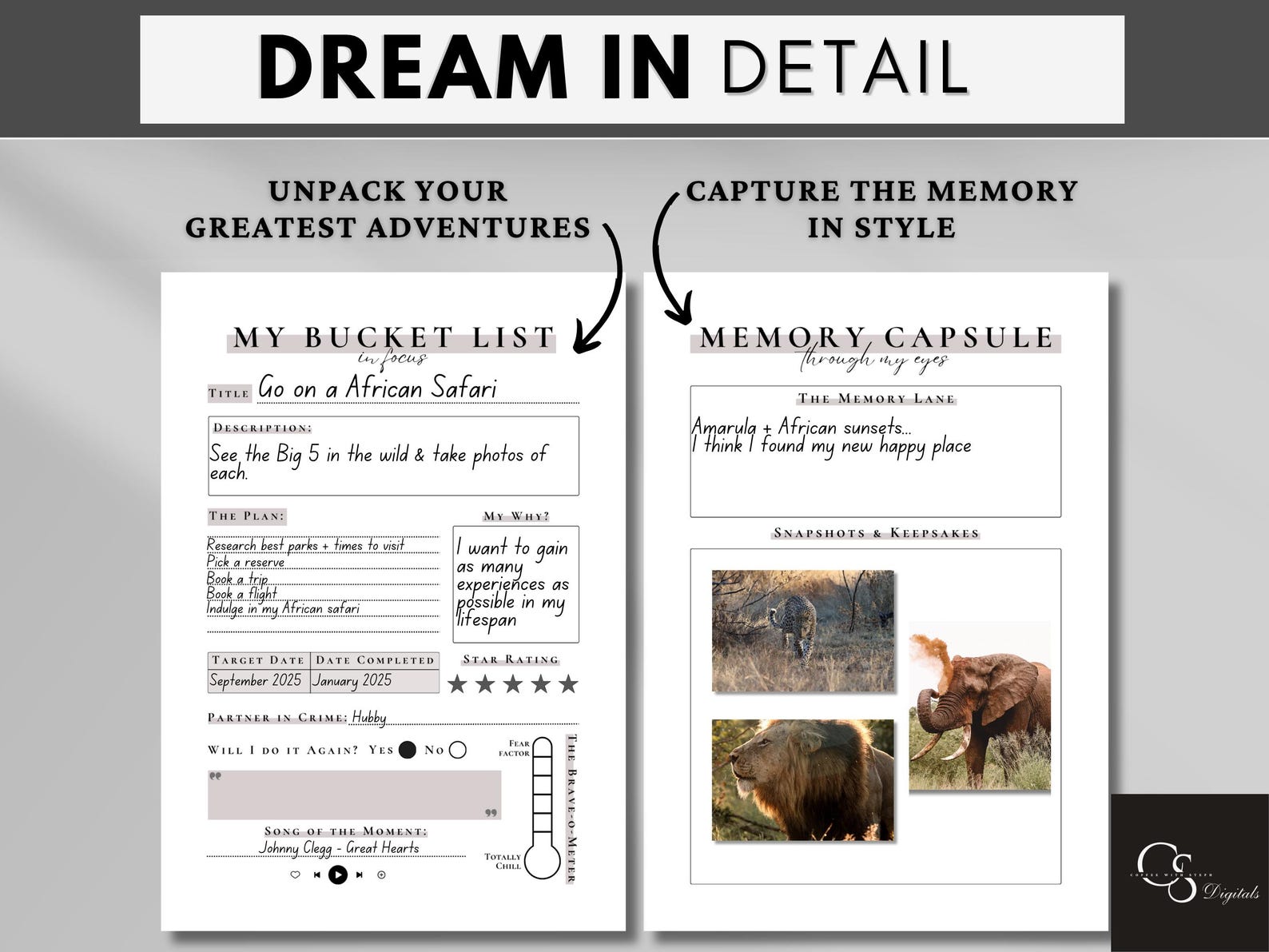 Bucket List Journal Printable: Life Goals Planner (PDF Download A4/A5 ...