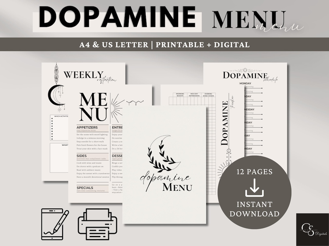 Dopamine Menu Printable Template, ADHD Tools, Self Care Menu Printable ...