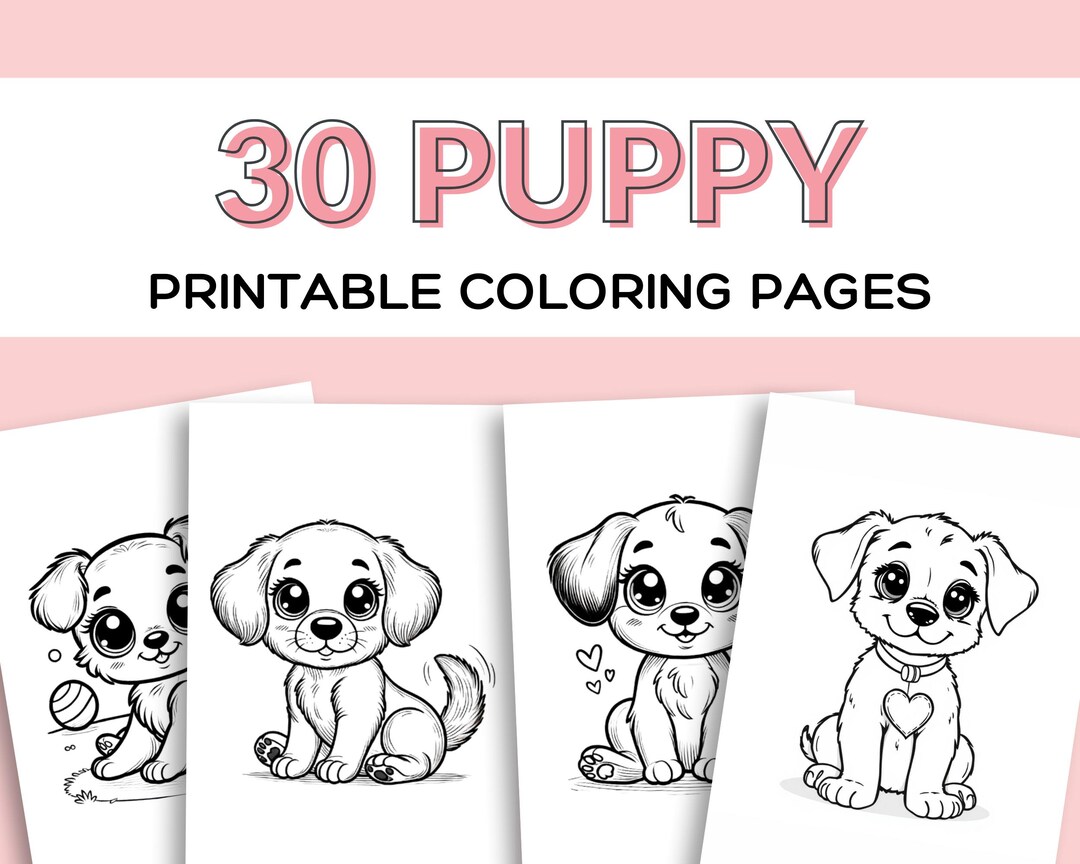 Cute Dogs Coloring Book for Kids & Kindergarten 30 Printable Puppy ...
