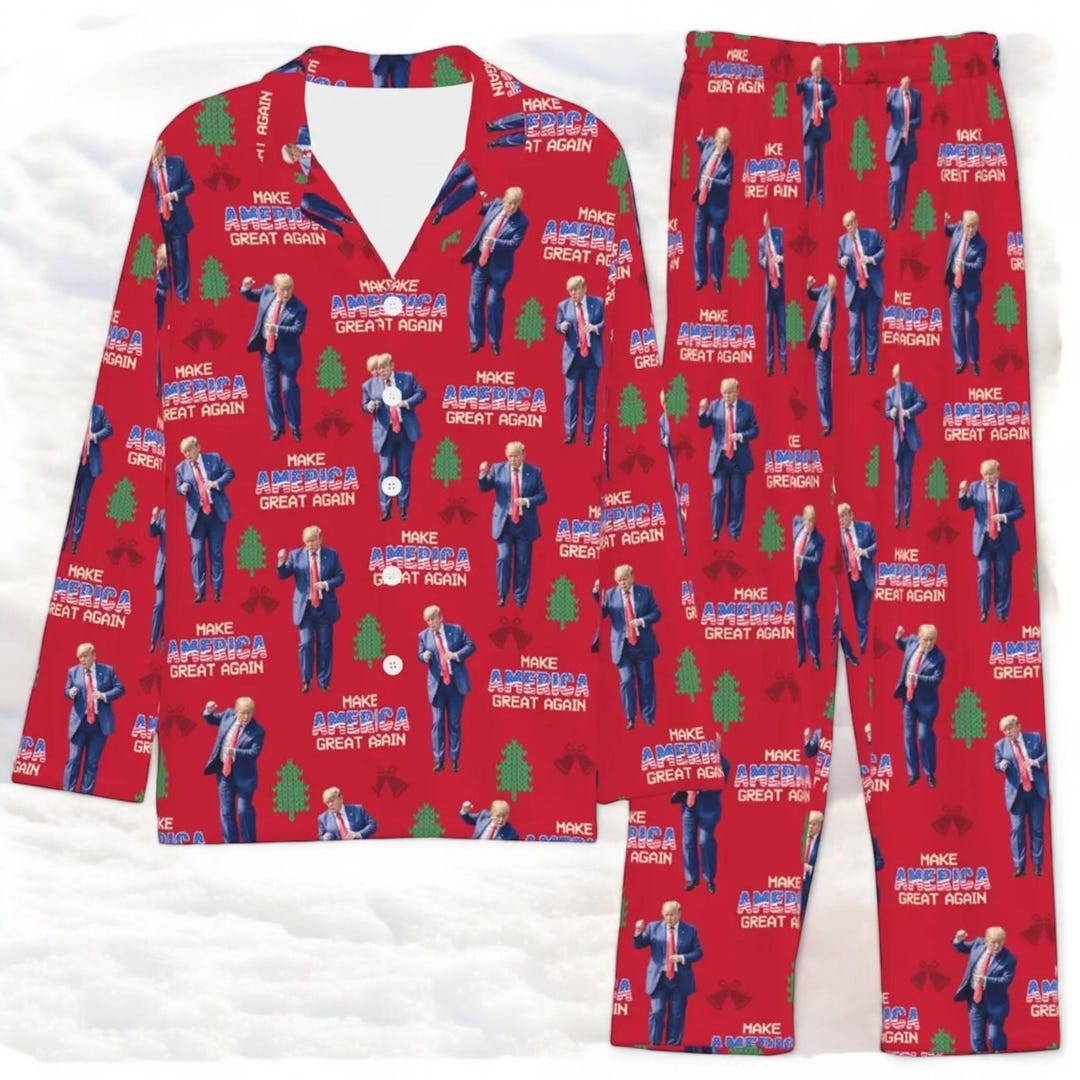 Trump Dancing Pajamas Set, Make American Great Again Christmas Pjs ...