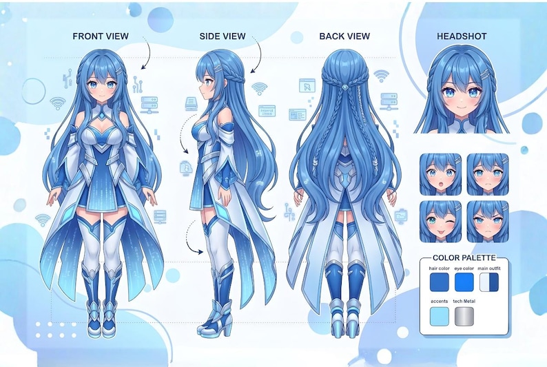 Custom Anime Character Sheet, Kawaii OC Reference, Pastel Avatar Design ...