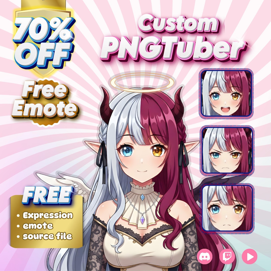 Custom Anime Pngtuber Avatar, Personalized Reactive PNG Character, Cute ...