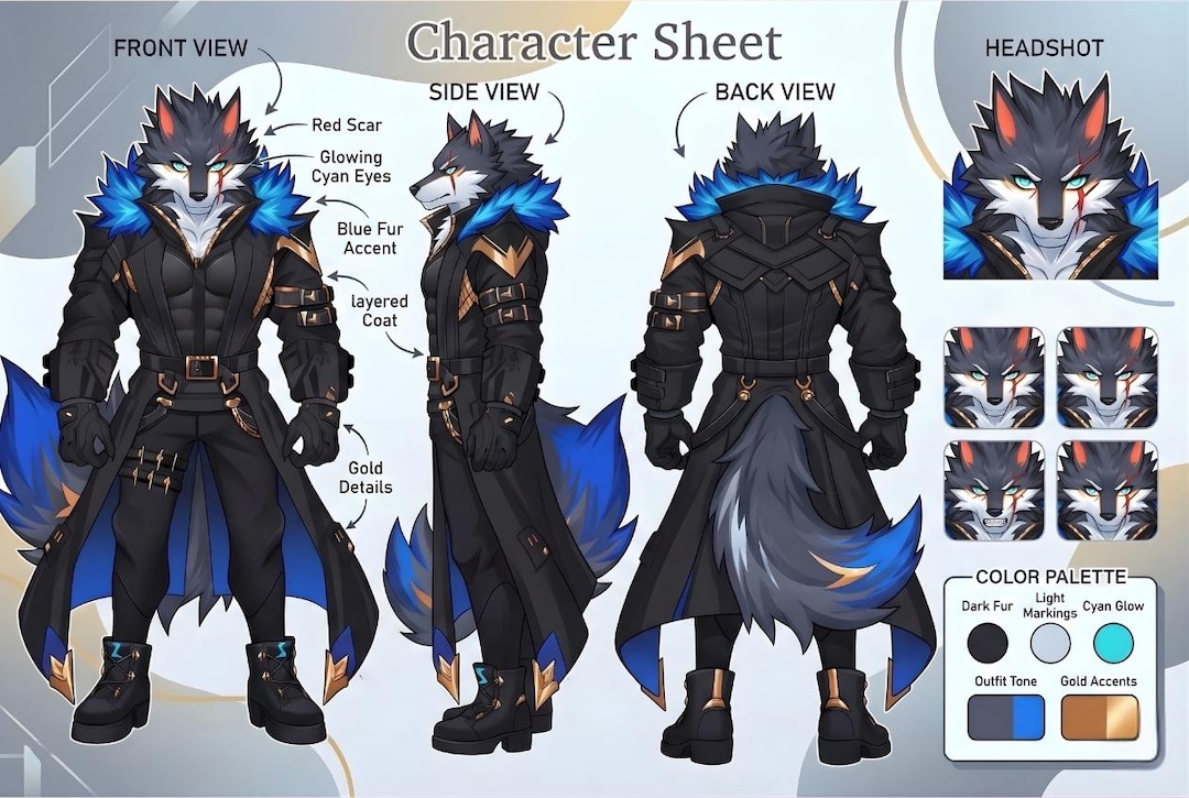 Customizable Furry Vtuber Design Dossier, Anthro Persona Template ...