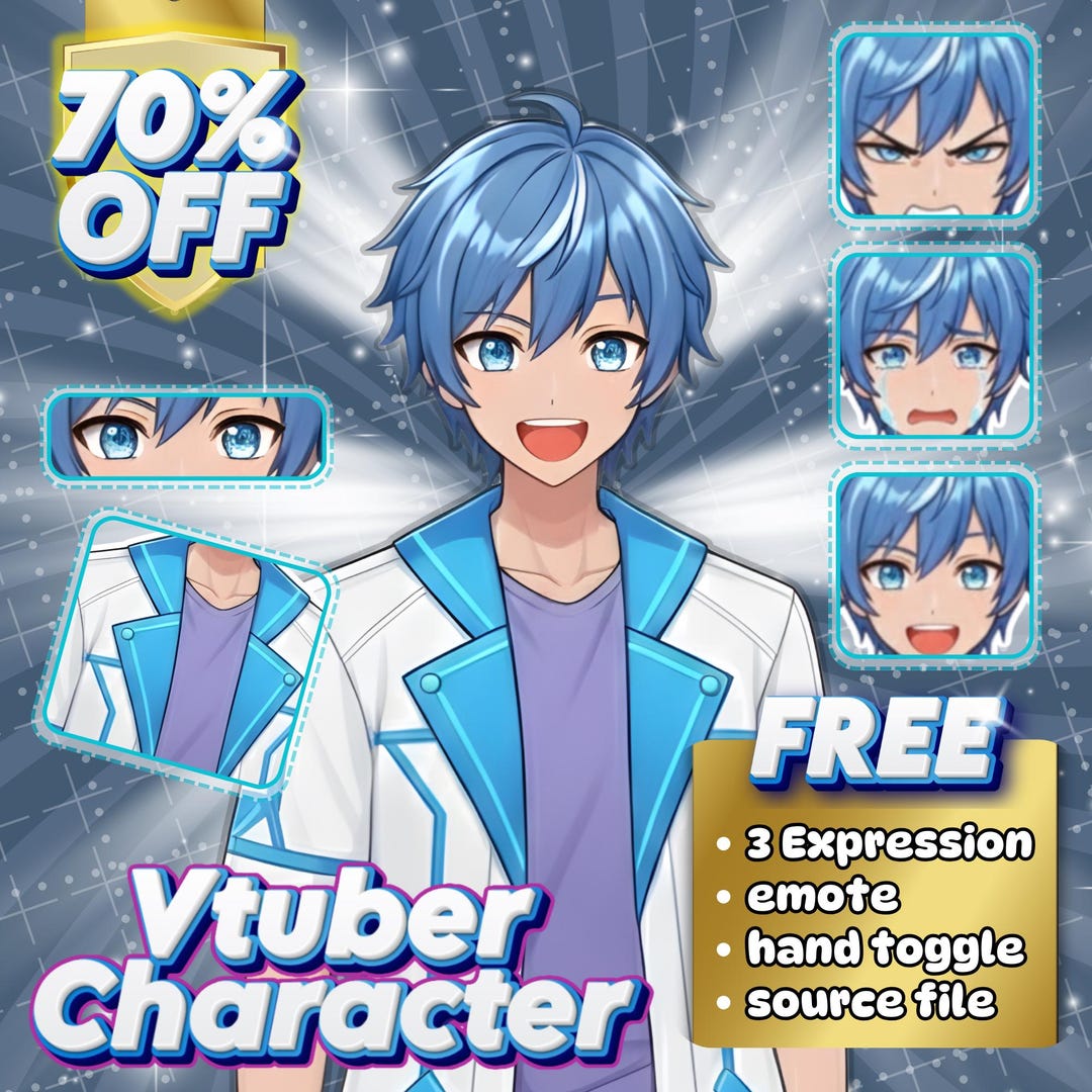 Anime Vtuber Model | Live2d Full Rigging | Custom Pngtuber | Male ...