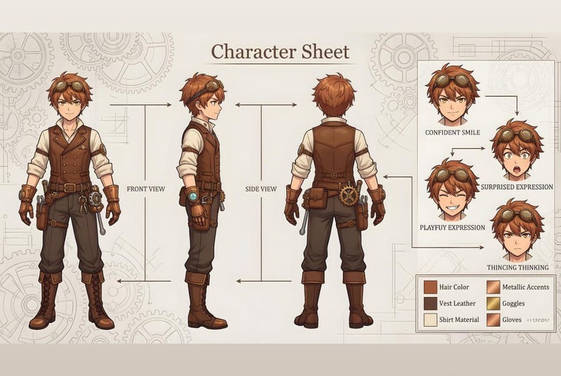 Custom Anime Character Sheet, Kawaii OC Reference, Pastel Avatar Design ...