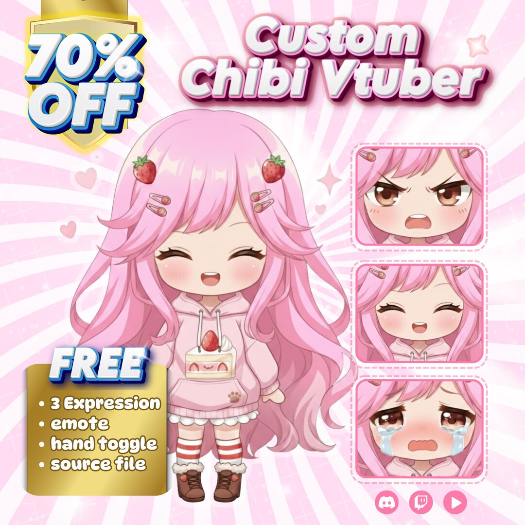 Custom Bust up Model Vtuber Chibi Avatar, Personalized Anime Character ...