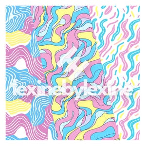 Retro Curly Wavy 80s Digital Paper, Vintage Illustration Seamless ...