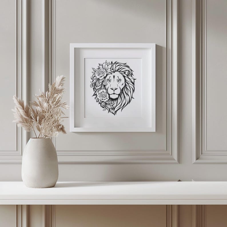 Floral Wild Animal Head Svg Bundle,png,lion With Flowers,lion Svg,wolf ...