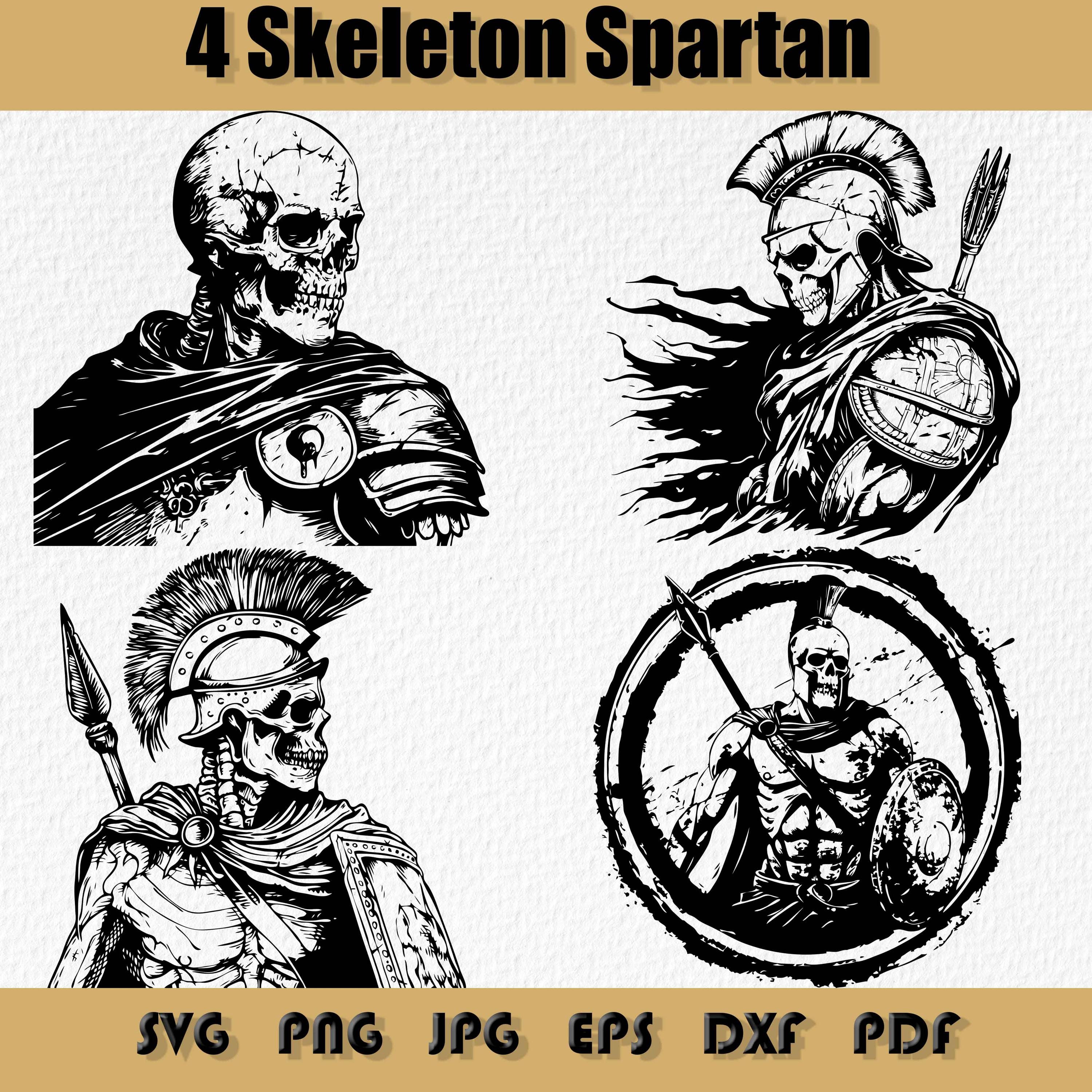 Skeleton Spartan SVG Bundle,skeleton Spartan Warrior Clipart,warrior ...