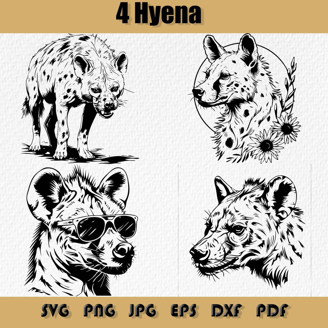 Hyena Svg Bundle,png , African Hyena Pack Clipart,safari Animals Svg ...