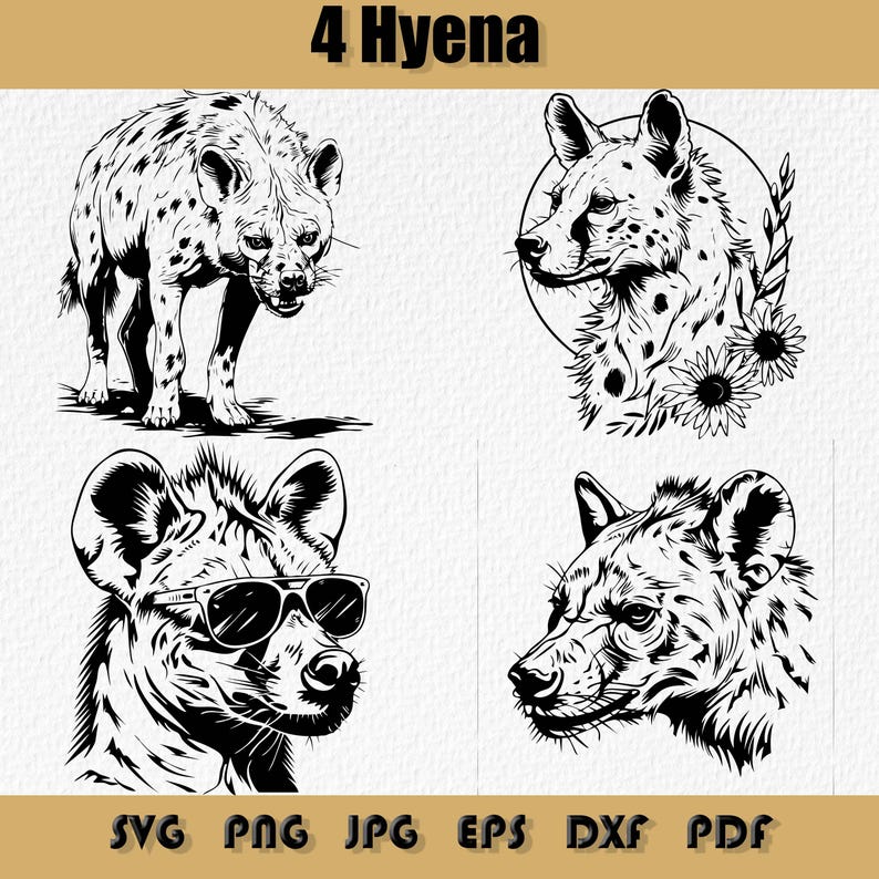 Hyena Svg Bundle,png , African Hyena Pack Clipart,safari Animals Svg ...