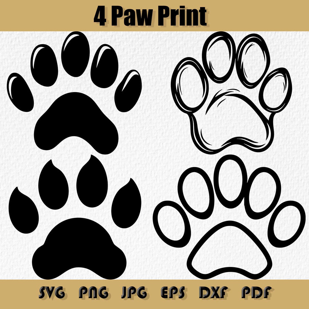 Paw Print Svg Bundle,paw Svg,dog Paw Svg, Silhouette,animal Paw Svg ...