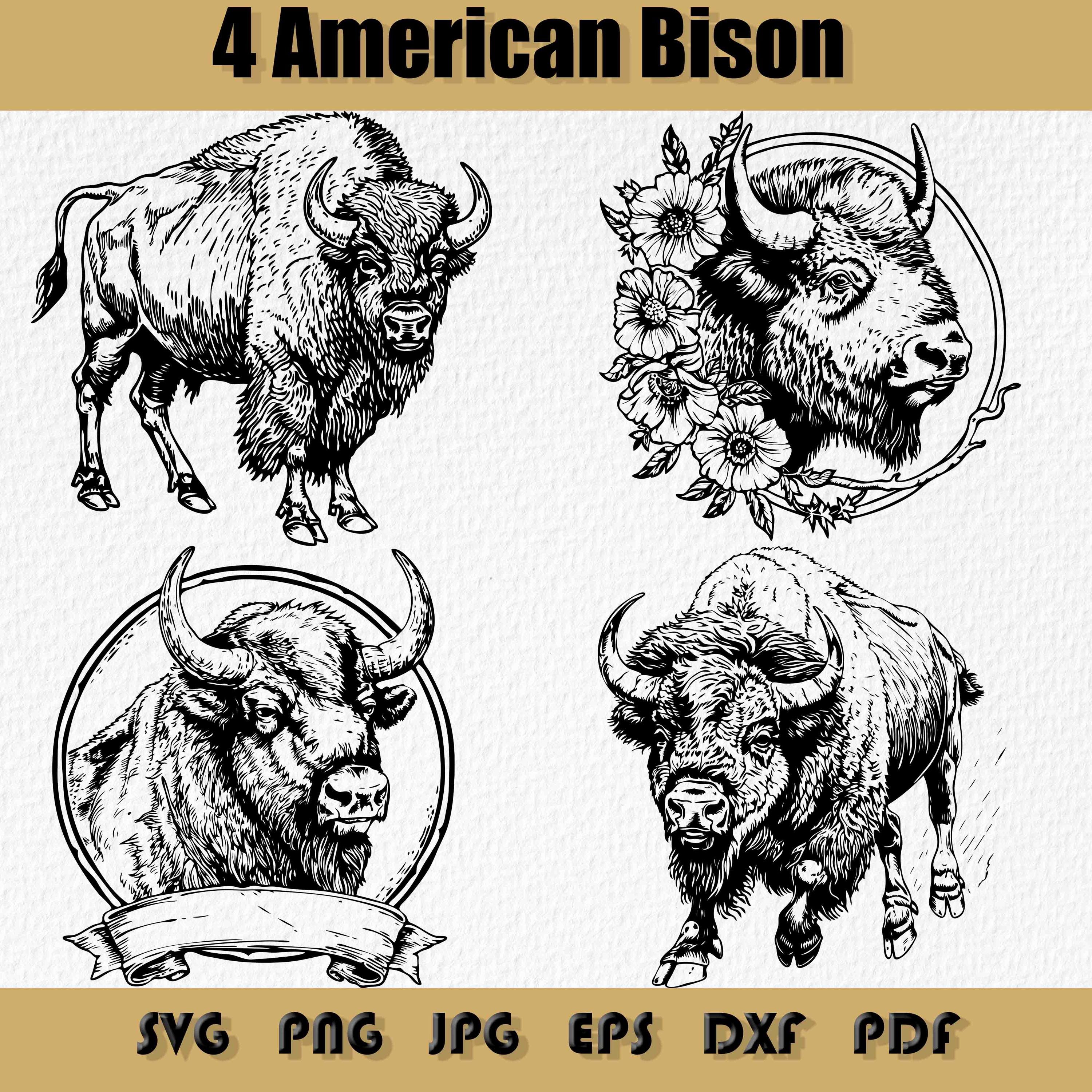 American Bison Svg Bundle, Floral Bison Svg, Bison Head Svg,american ...