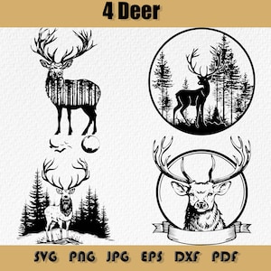 Deer Svg Bundle,monogram Split Deer Svg, Deer With Text Banner Svg,deer ...