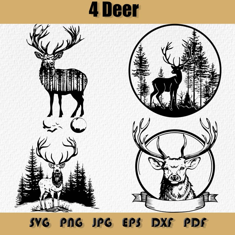 Deer Svg Bundle,monogram Split Deer Svg, Deer With Text Banner Svg,deer ...