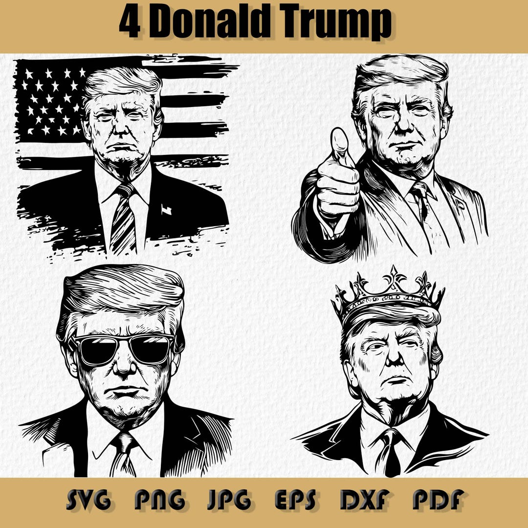 Donald Trump Svg Bundle,donald Trump Face Clipart Silhouette,vector ...