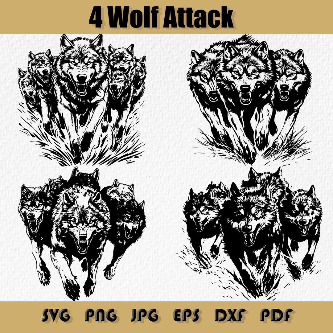 Wolf Attack Svg Bundle, Wildlife Svg,wolf in Mountain Svg, Wolf Svg ...