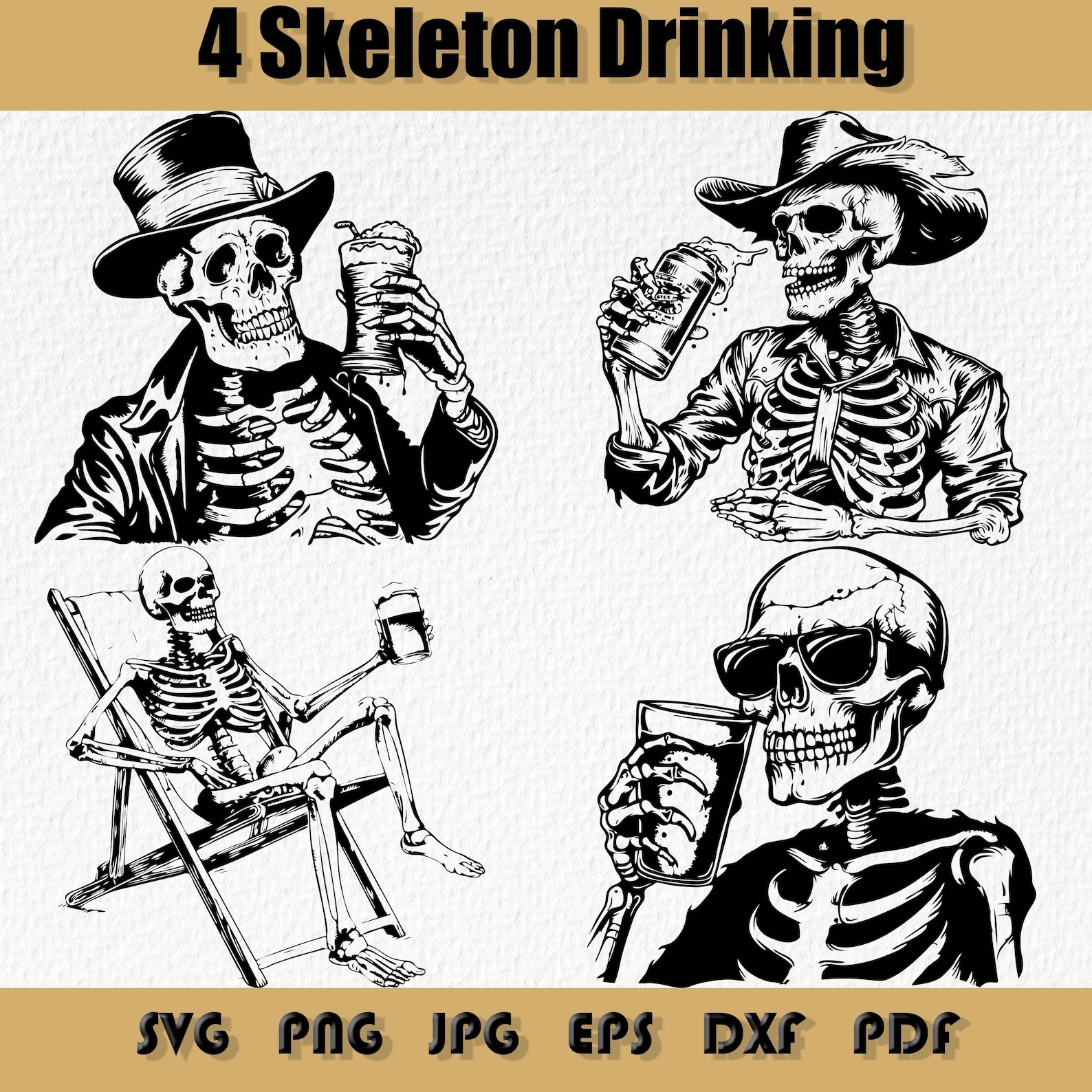Skeleton Drinking Svg Bundle,beer Drinking Skeleton Svg,skeleton ...