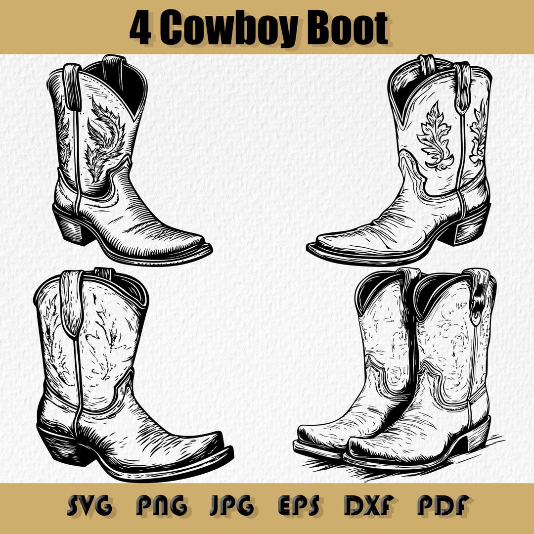 Floral Cowboy Boot SVG Bundle: Western Rodeo Graphics (digital Download ...